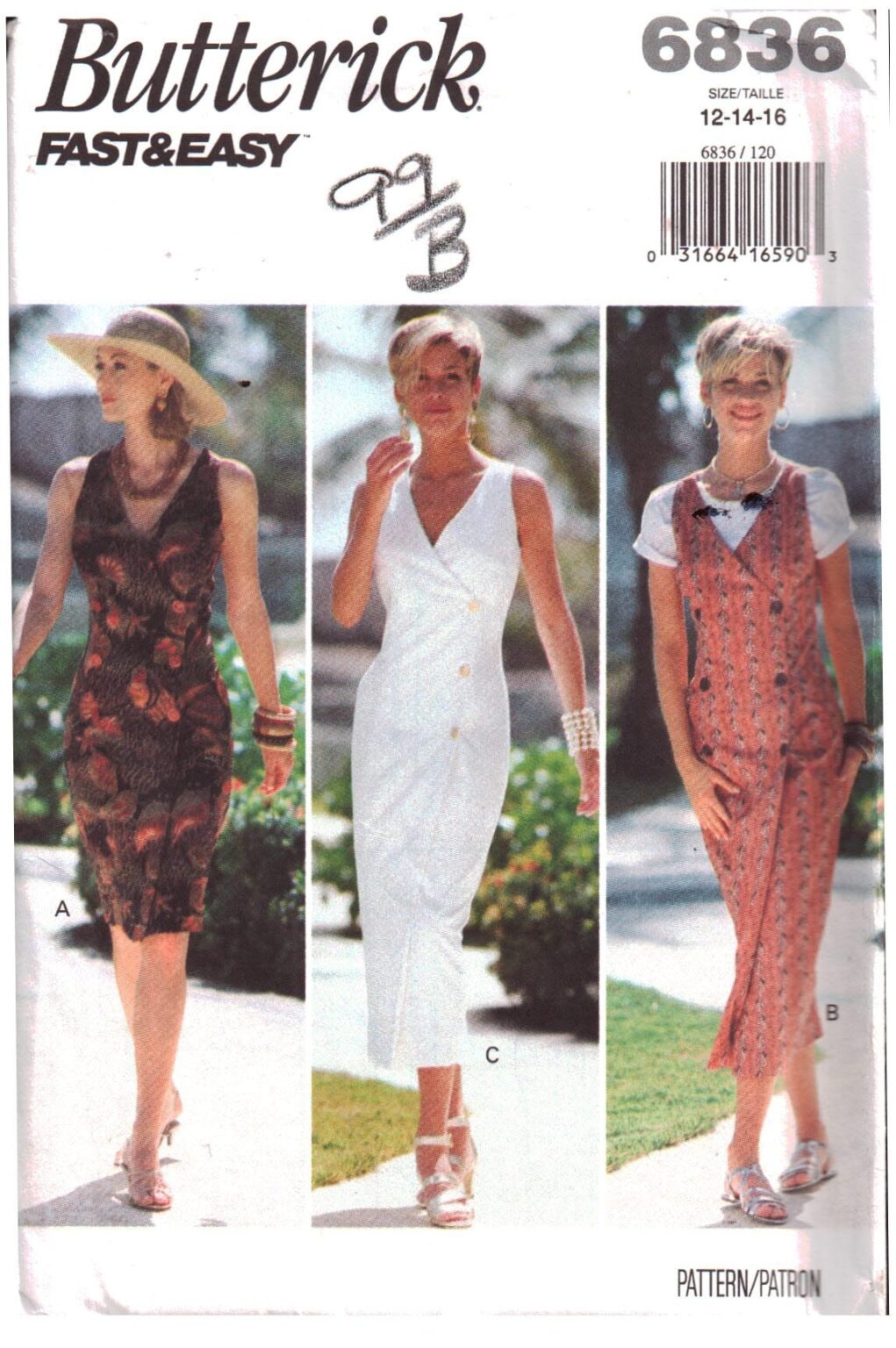 Butterick 6836 Dresses Size: 12-14-16 Uncut Sewing Pattern