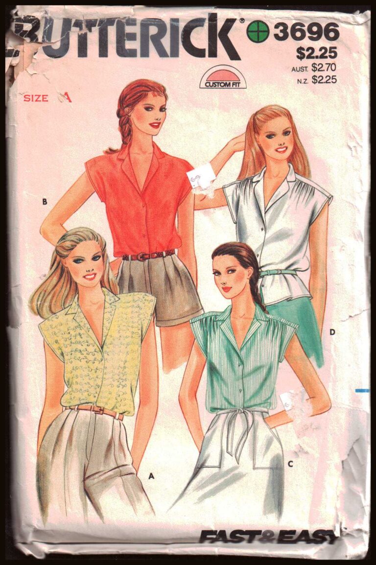 Butterick 3696 Blouse Size: A 8-20 Used Sewing Pattern