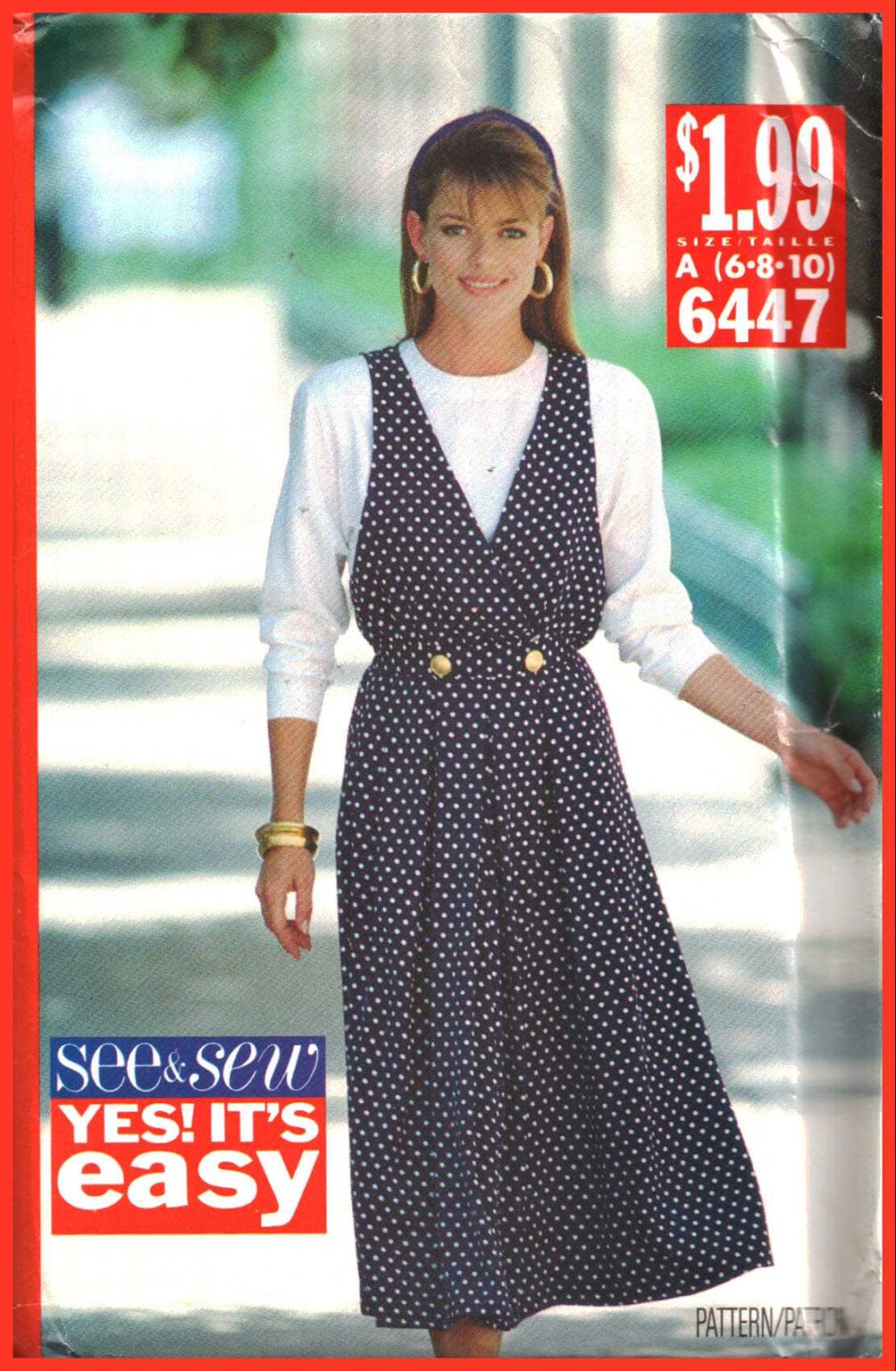 Butterick 6447 Mock Wrap Front Jumper and Tops Size: A 6-8-10 or Size B ...