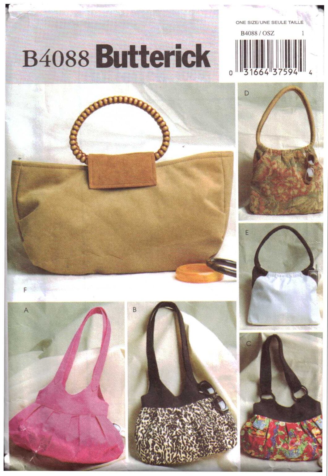 Butterick B4088 Handbags Size: OSZ Uncut Sewing Pattern