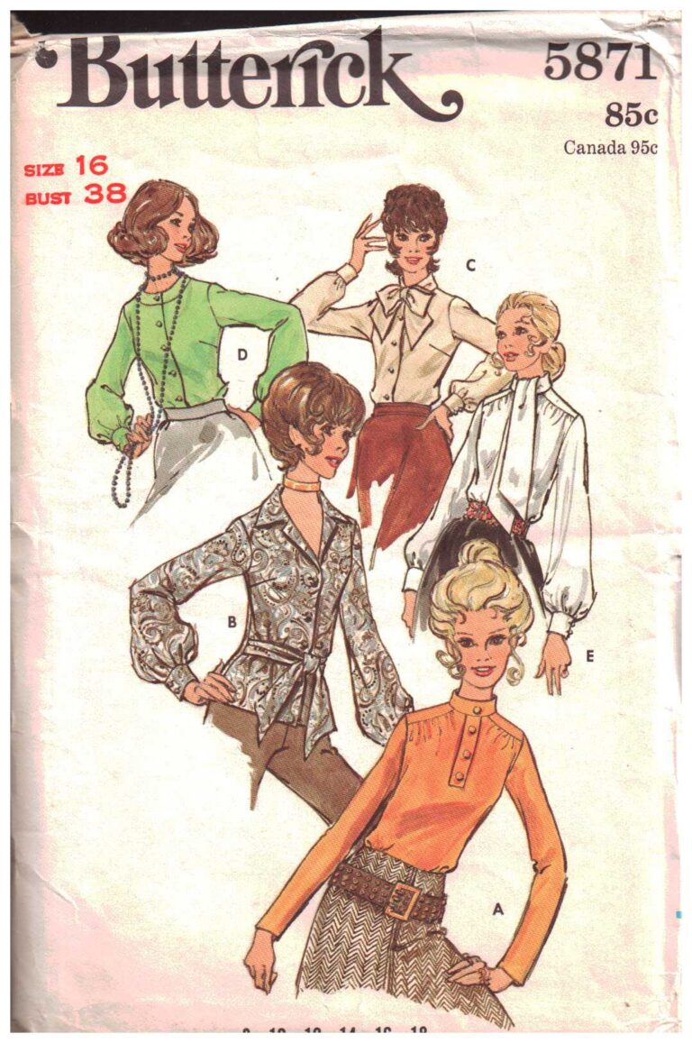 Butterick 5871 Blouses Size: 16 Bust 38 Used Sewing Pattern
