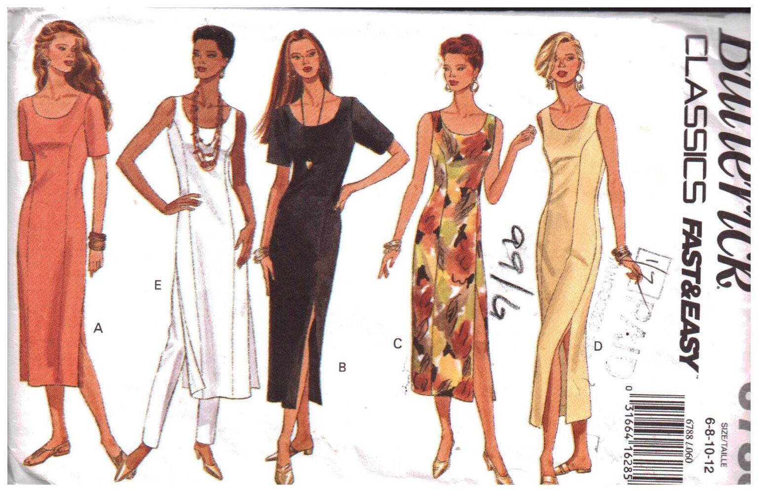 Butterick 6788 Dresses, Pants Size: 6-8-10-12 Used Sewing Pattern