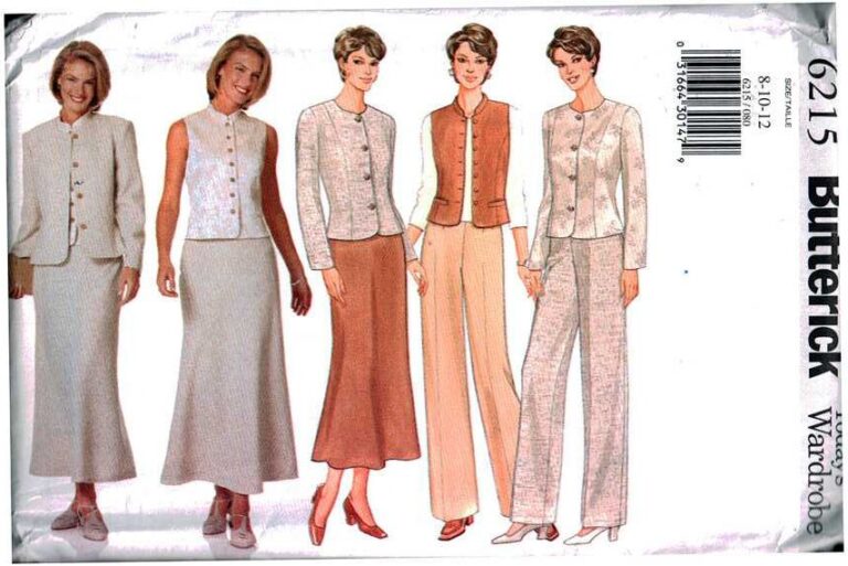 Butterick 6215 Suit – Jacket, Vest, Skirts, Pants Size: 8-10-12 or 20 ...