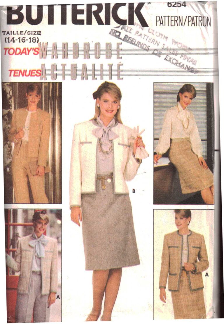 Butterick 6254 Suit - Jacket, Skirts, Pants, Blouse Size: 14-16-18 ...