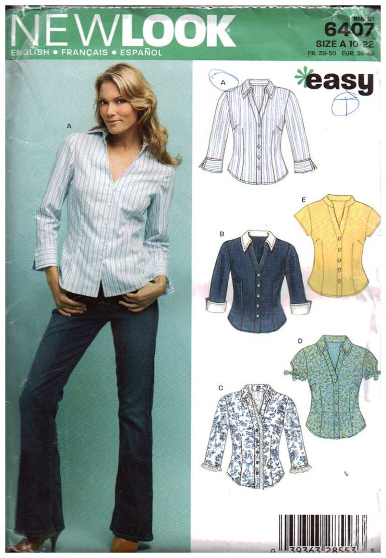 New Look 6407 Shirt Size: A 10-22 Uncut Sewing Pattern