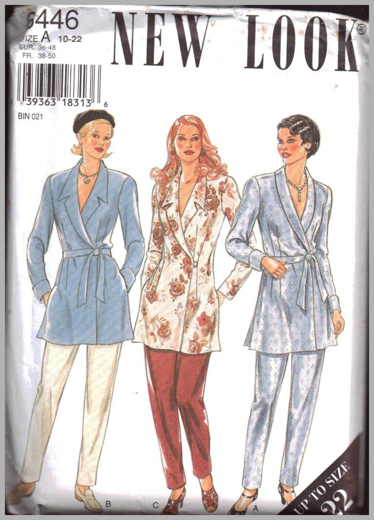 New Look 6446 Jacket, Pants SIZE: A 10-22 Uncut Sewing Pattern