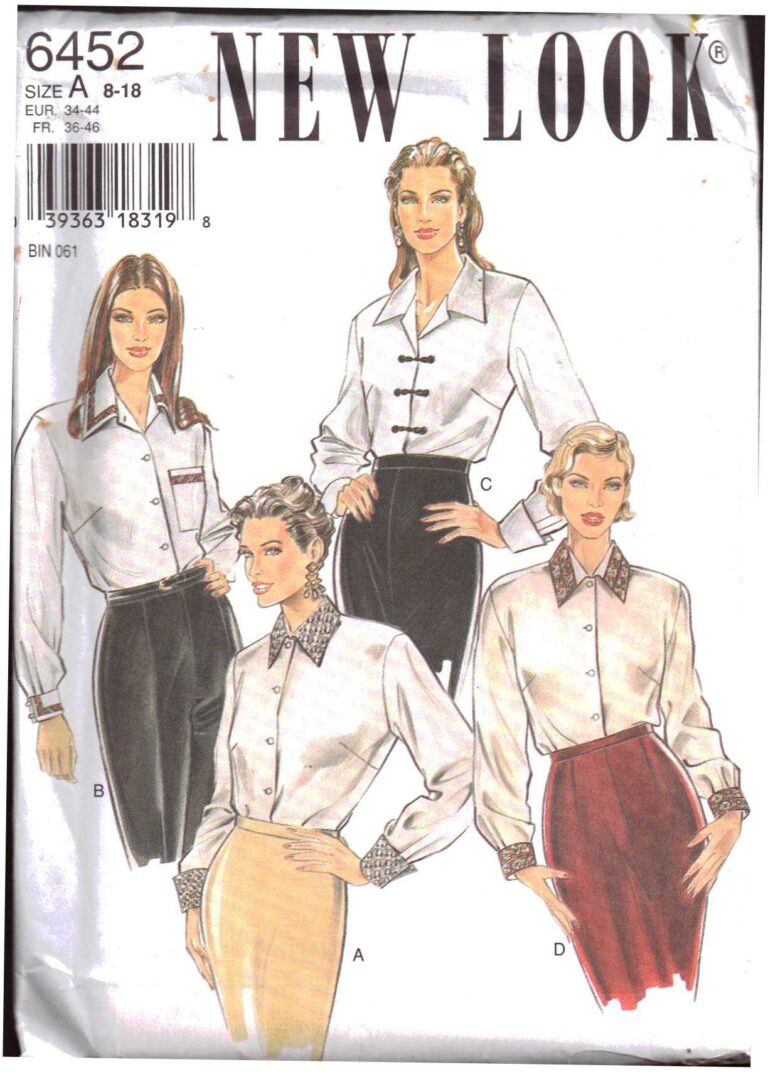 New Look 6452 Blouse SIZE: A 8-18 Uncut Sewing Pattern
