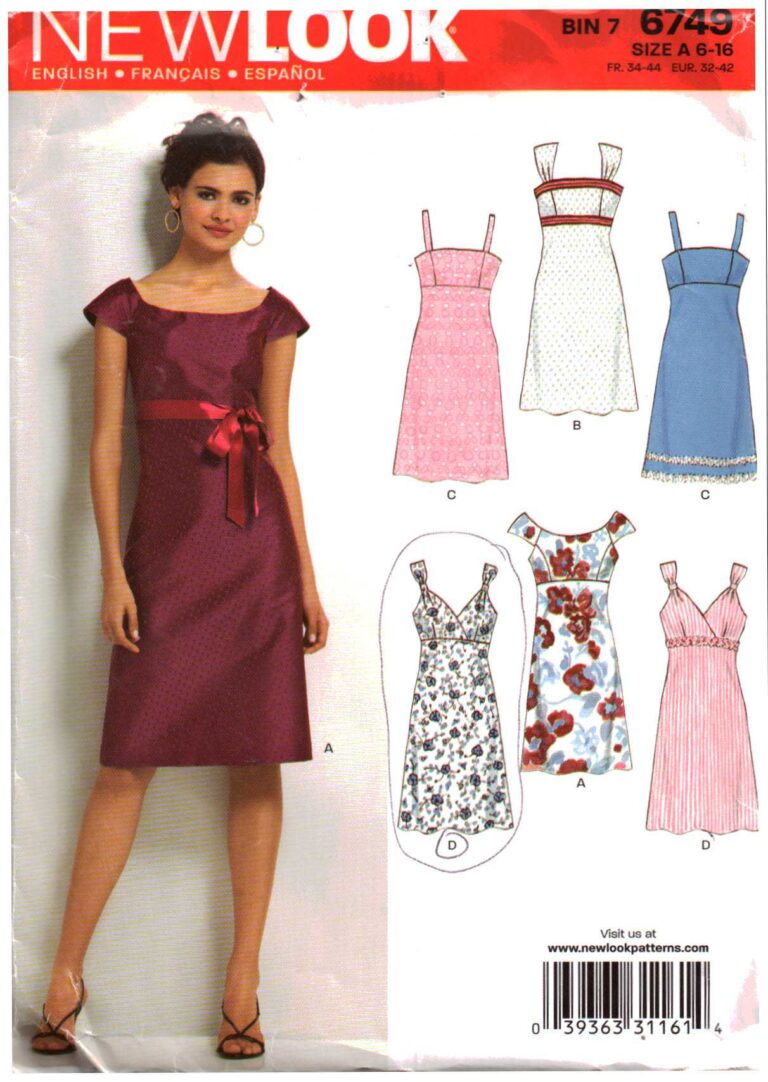 New Look 6749 Dress Size: A 6-16 Used Sewing Pattern