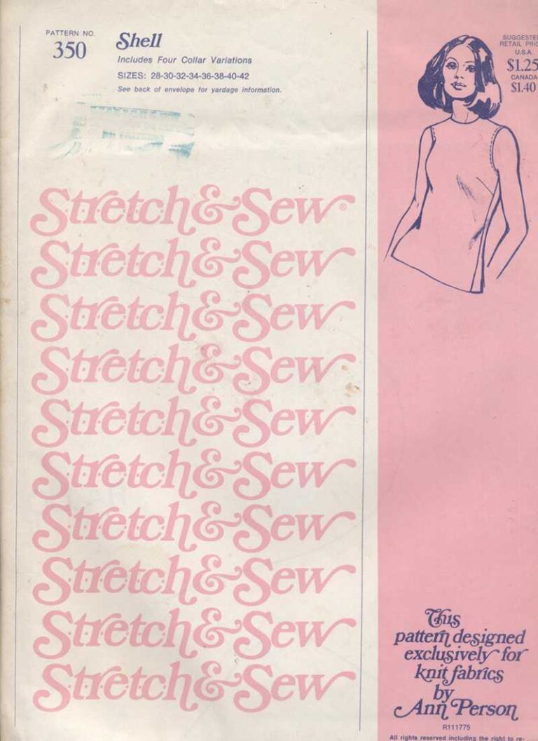 Stretch & Sew 350 Ladies Shell with 4 Collar Variations Size 28-42 or ...