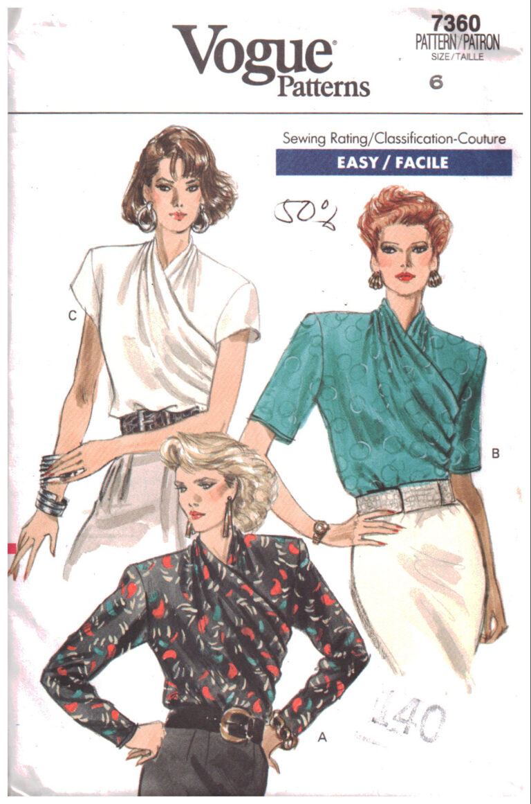 Vogue 7360 Misses' Blouse Size: 6 Uncut Sewing Pattern