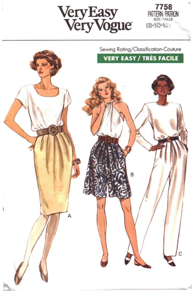 Vogue 7758 Misses' Skirt, Shorts, Pants Size: 8-10-12 Uncut Sewing Pattern