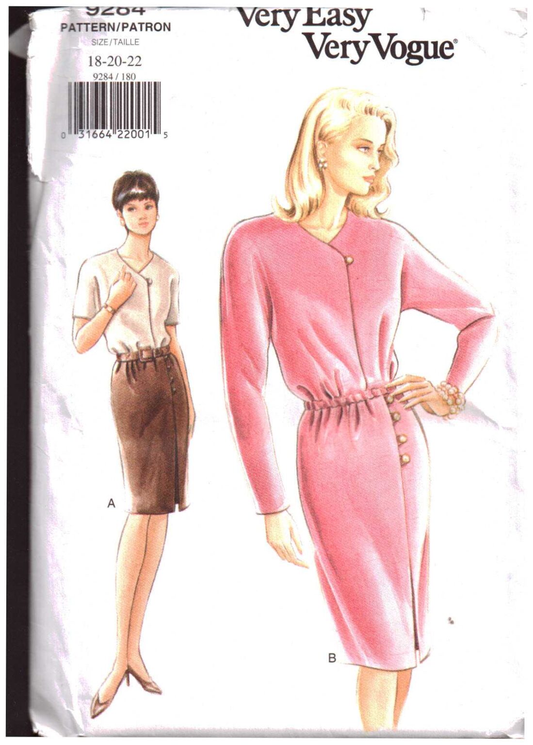 Vogue 9284 Misses Dress Size: 18-10-22 Uncut Sewing Pattern