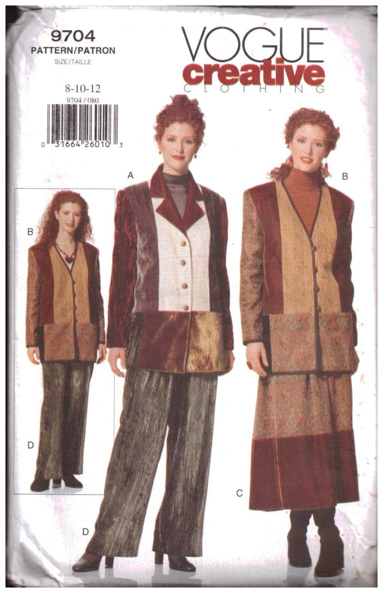 Vogue 9704 Jacket, Skirt, Pants Size: 8-10-12 Used Sewing Pattern
