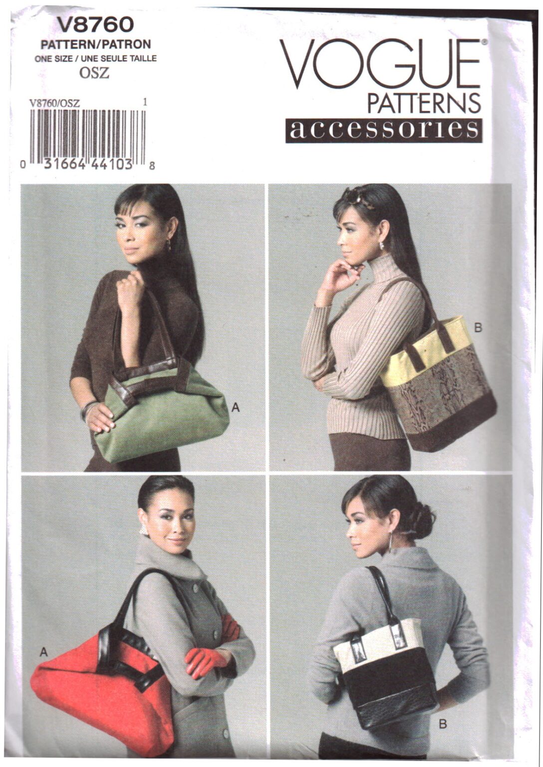 Vogue V8760 Handbags Size: One Uncut Sewing Pattern