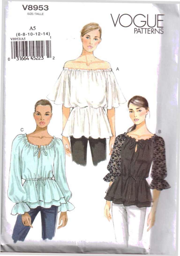 Vogue V8953 Misses' Top Size: A5 6-8-10-12-14 Uncut Sewing Pattern