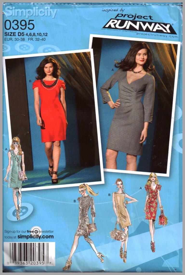 Simplicity 0395 Dress with Front and Sleeve Variations Size: D5 4-6-8 ...