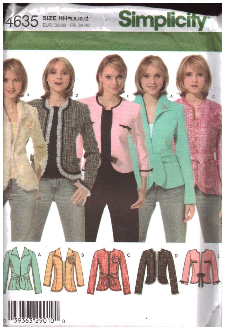 Simplicity 4635 Lined Jacket in two lengths with trim variations Size ...