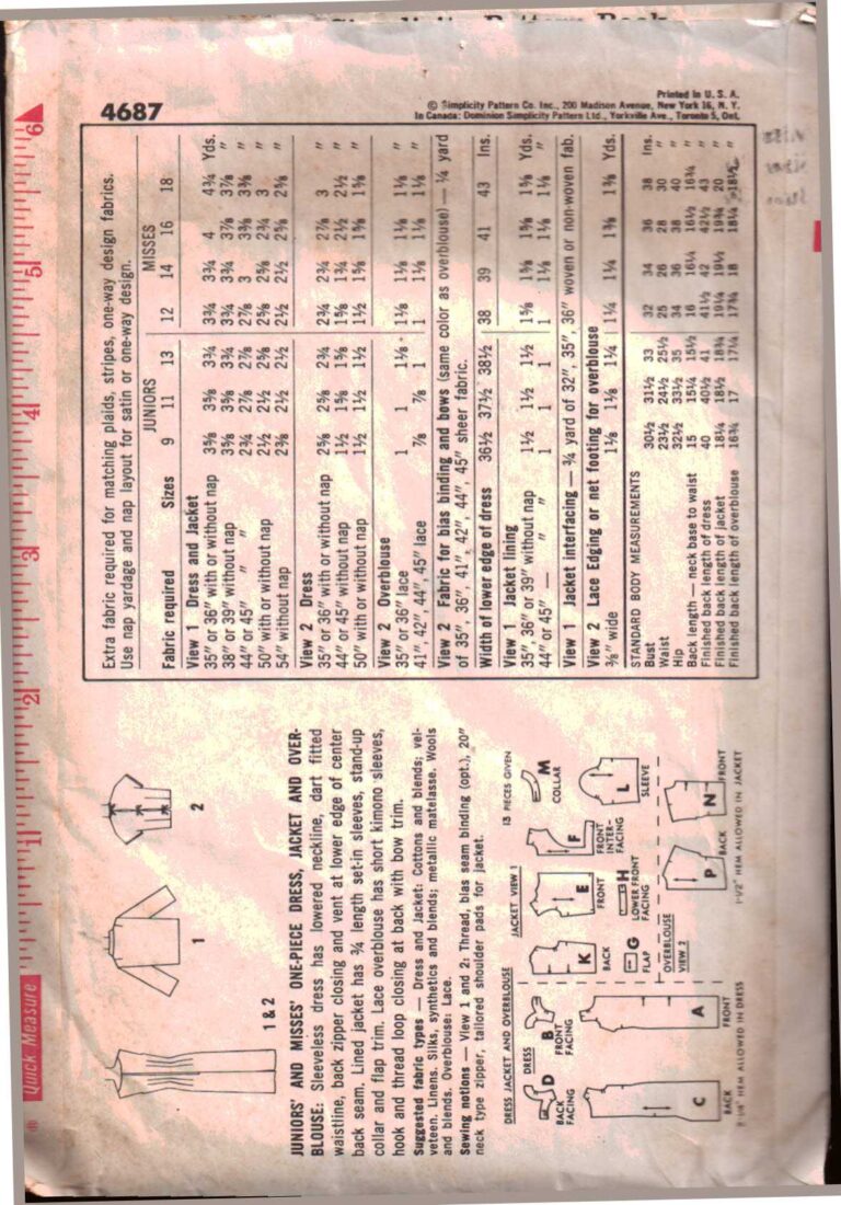 Simplicity 4687 Dress, Jacket, Over Blouse Size: 14 Bust 34 Used Sewing ...