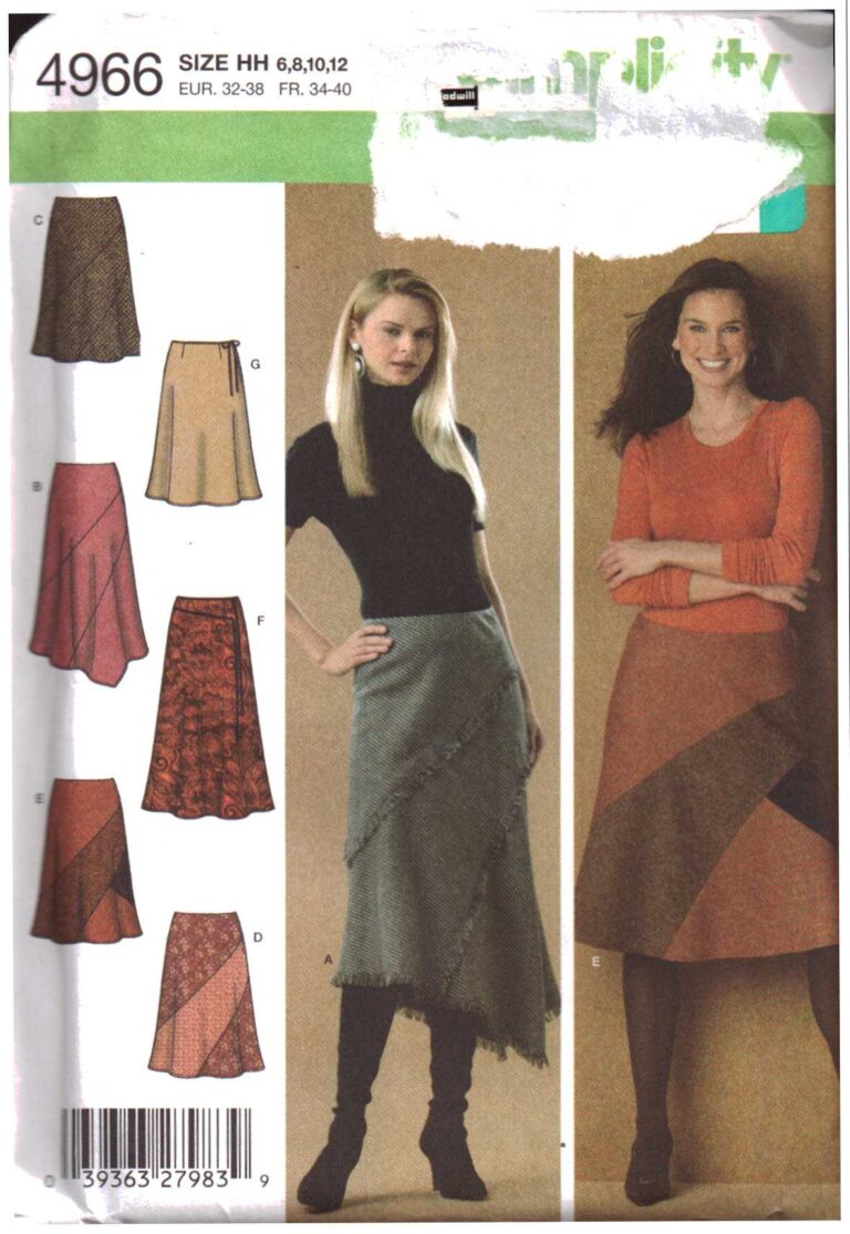 Simplicity 4966 Skirts in two lengths with hemline variations Size:HH 6 ...