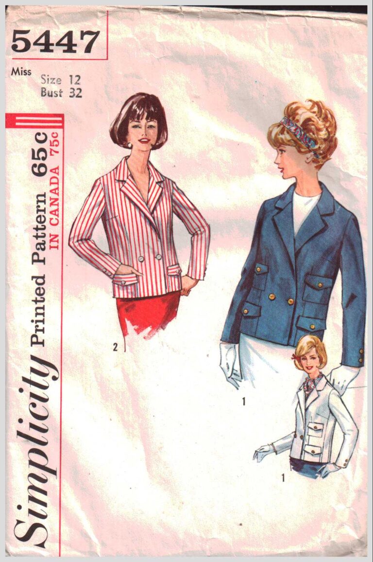 Simplicity 5447 Blazer Jacket Size: 12 Bust 32 Used Sewing Pattern