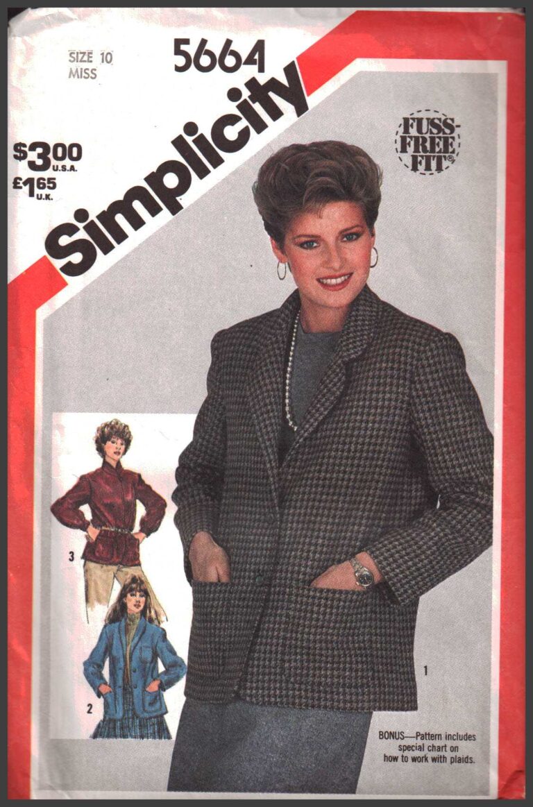 Simplicity 5664 Unlined Jackets Size: 14 Used Sewing Pattern