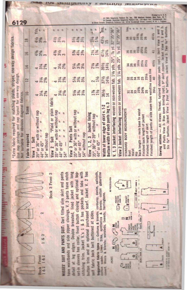 Simplicity 6129 Suit, Pants Suit - estimated vintage 1960's Size: 10 ...