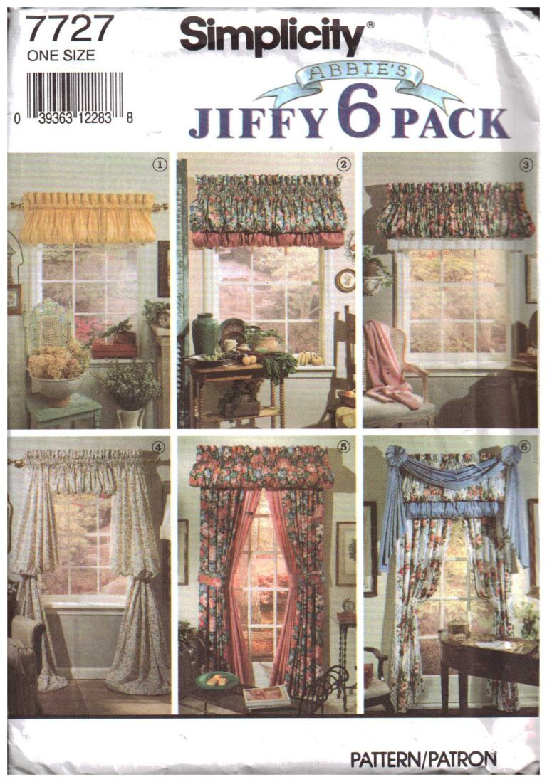 Simplicity 7727 Window Treatments Size: One Uncut Sewing Pattern