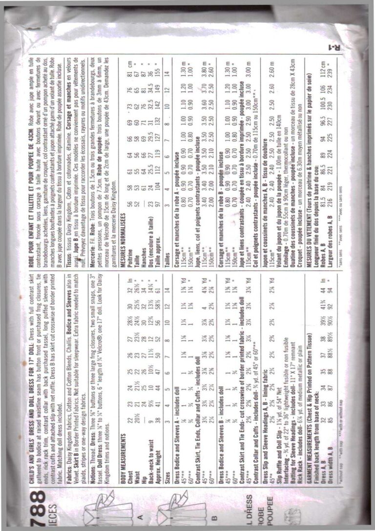 Simplicity 7788 Girl's Dress & 18" Doll Dress Size: NN 8-10-12-14 or KK ...