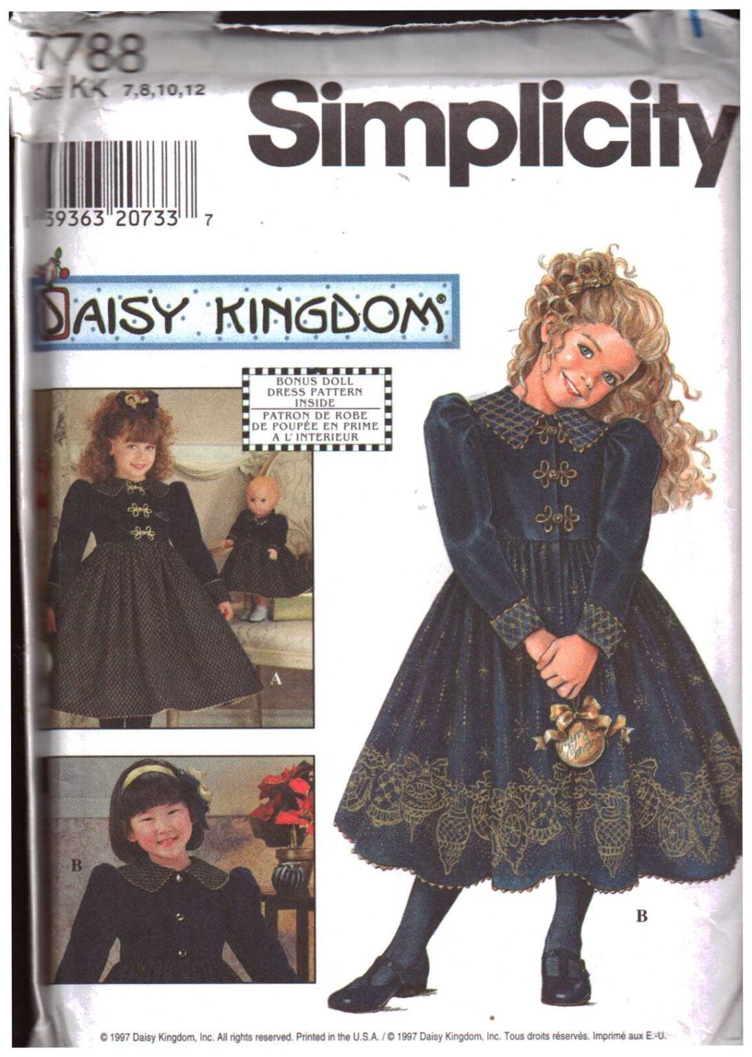 Simplicity 7788 Girl's Dress & 18" Doll Dress Size: NN 8-10-12-14 or KK ...