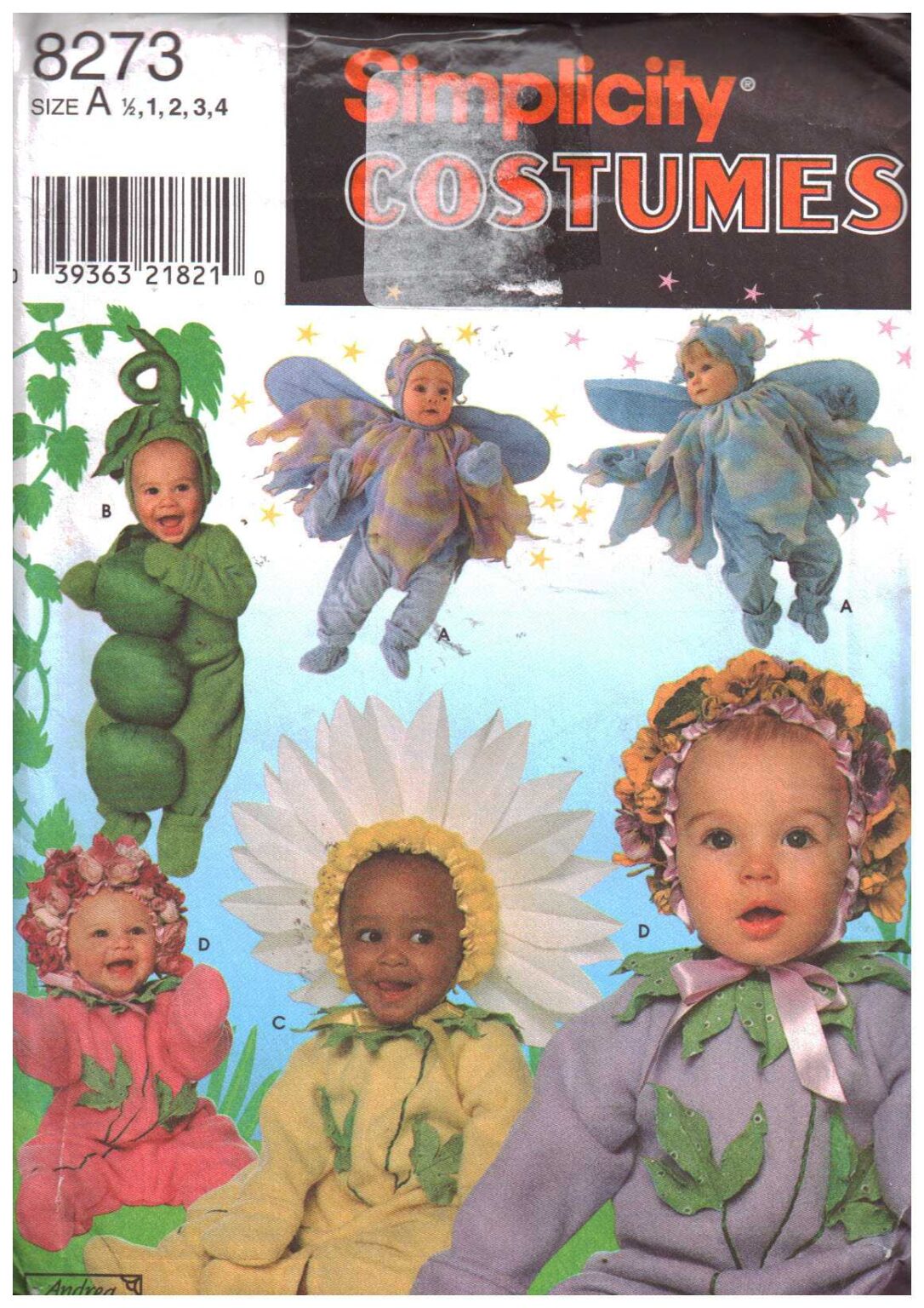 Simplicity 8273 Toddlers Costumes Size: A 0.5-1-2-3-4 Used Sewing Pattern