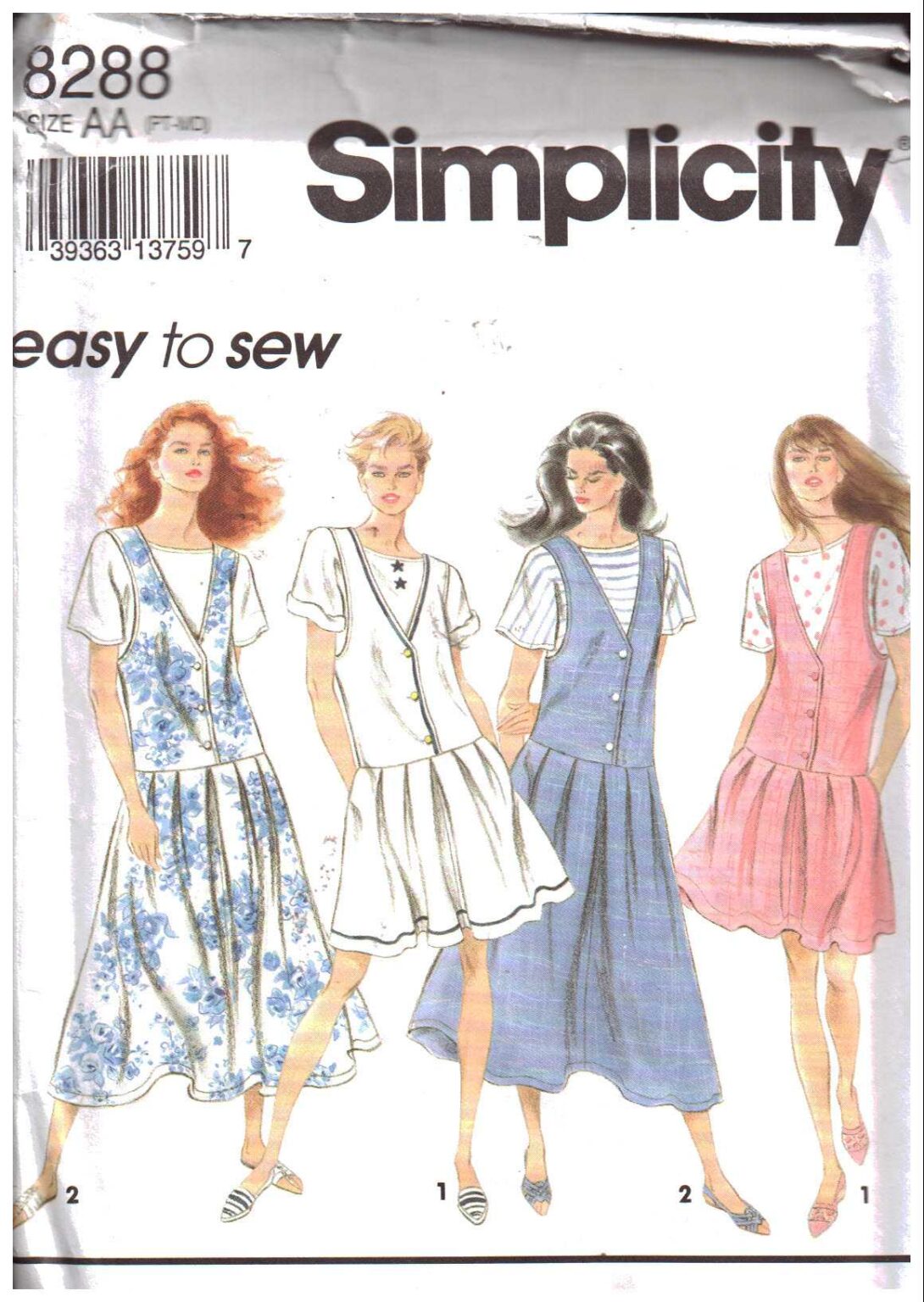 Simplicity 8288 Jumper in two lengths, Top Size: AA 6-8/10-12/14-16 ...