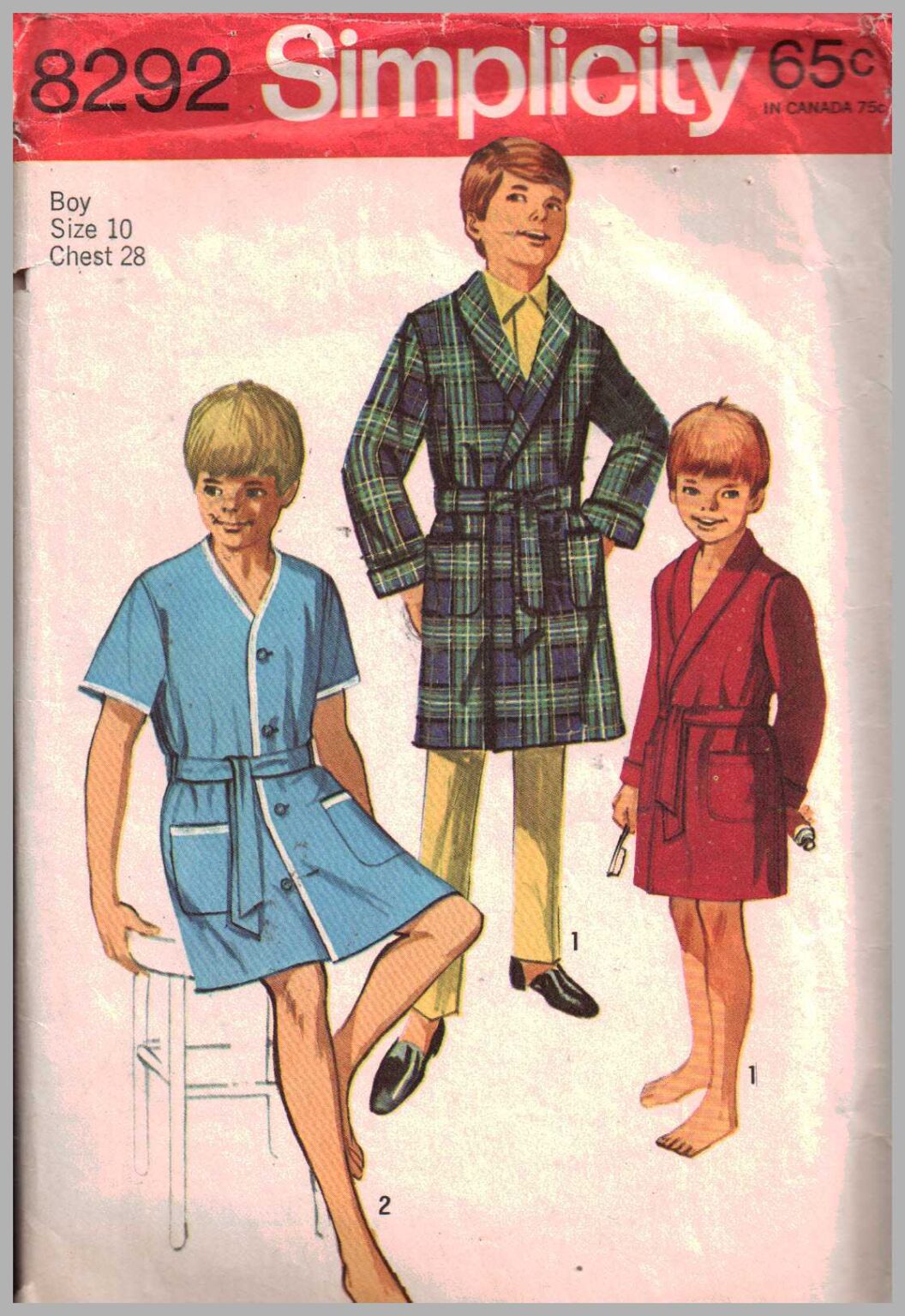 Simplicity 8292 Boys Robes Size: 10 Used Sewing Pattern