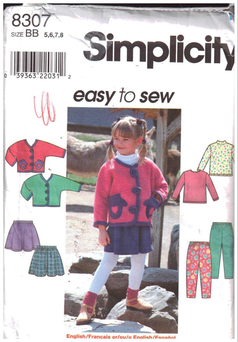 Simplicity 8307 Childs Jacket, Skirt, Pants, Knit Top Size: BB 5-6-7-8 ...