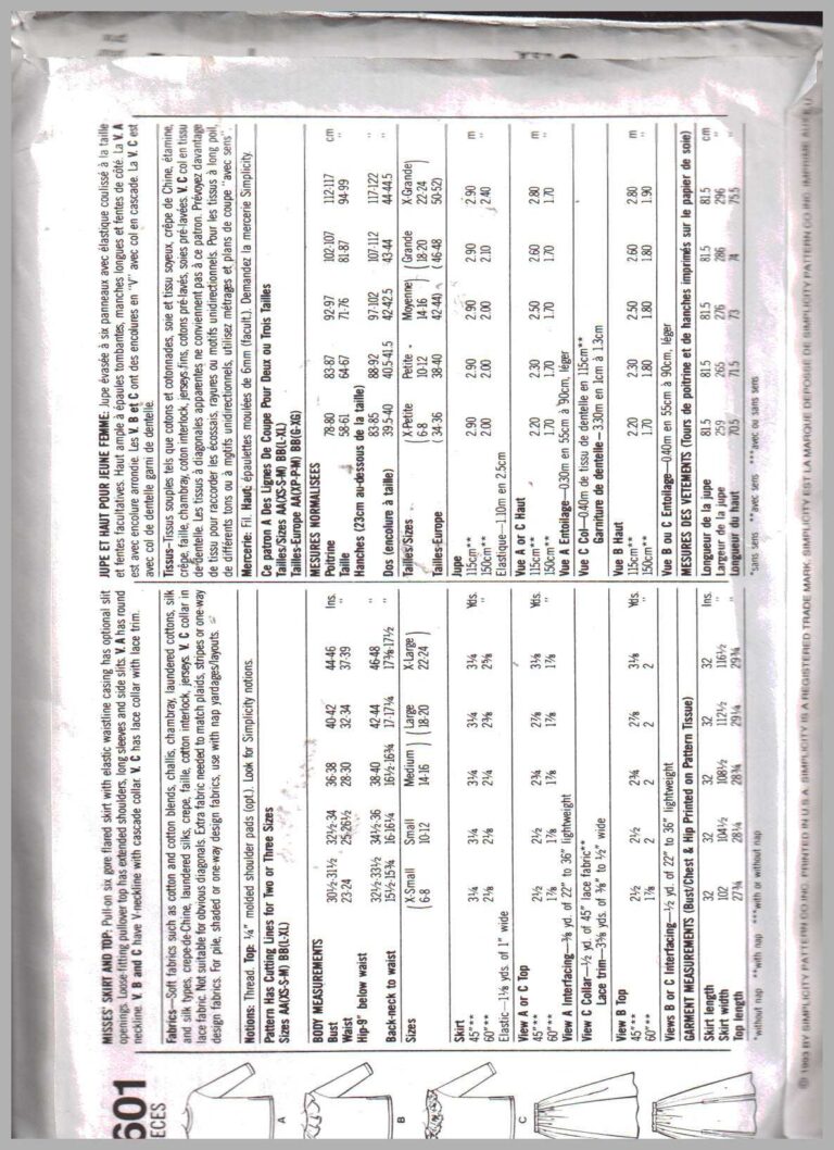 Simplicity 8601 Shirt, Top Size: AA XS-MD Uncut Sewing Pattern