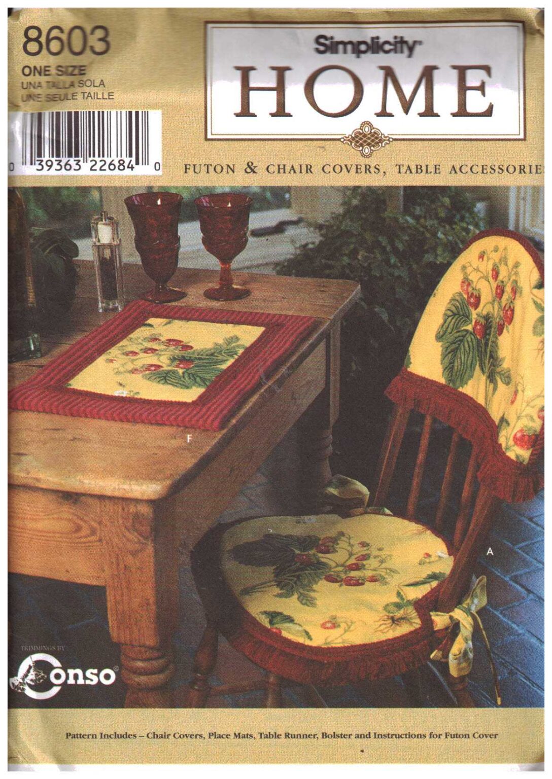 Simplicity 8603 Futon and Chair Covers, Table Accessories Size: One ...
