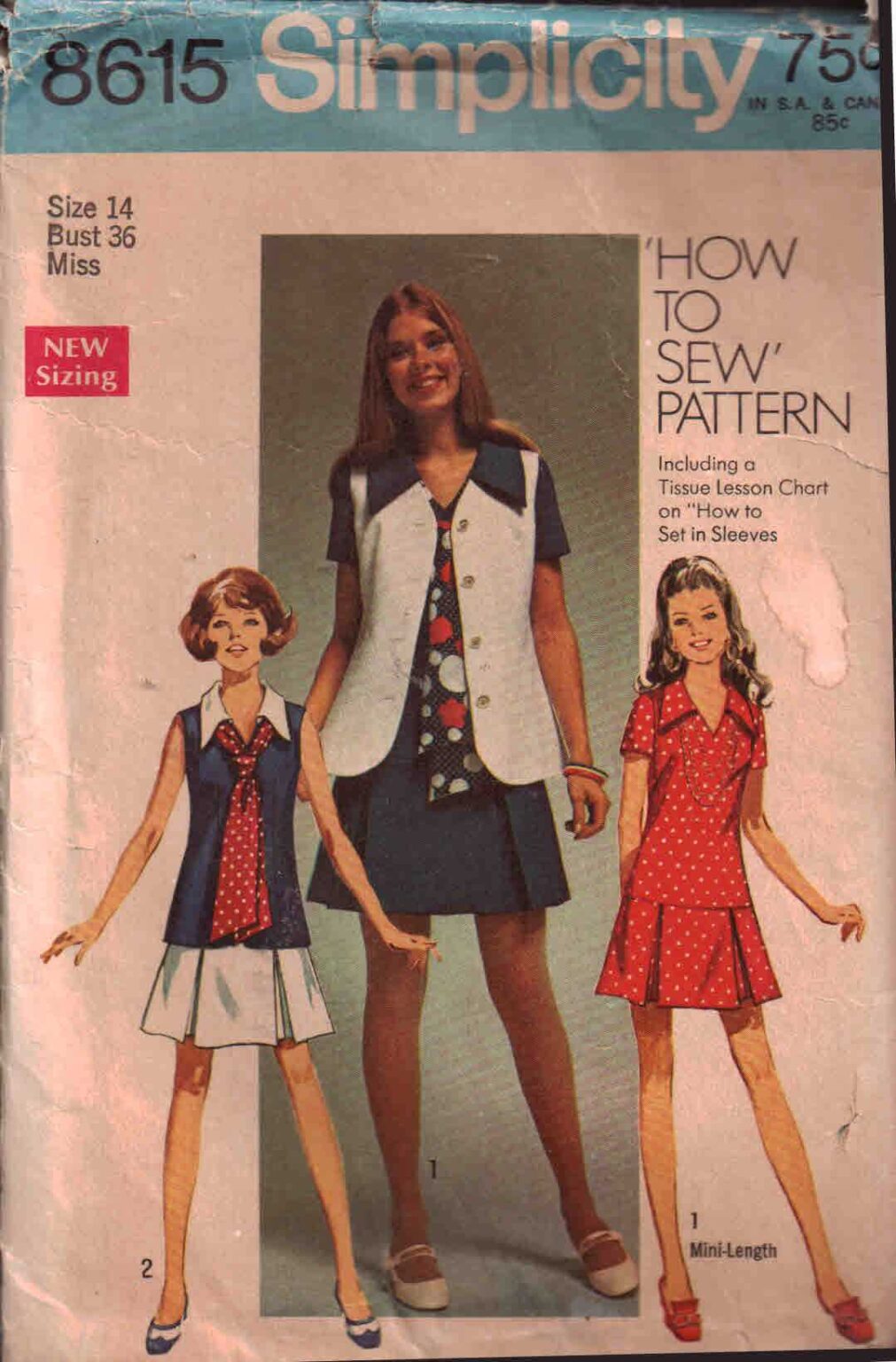 Simplicity 8615 Dress in two lengths, Vest, Tie Size: 14 Bust 36 Used ...