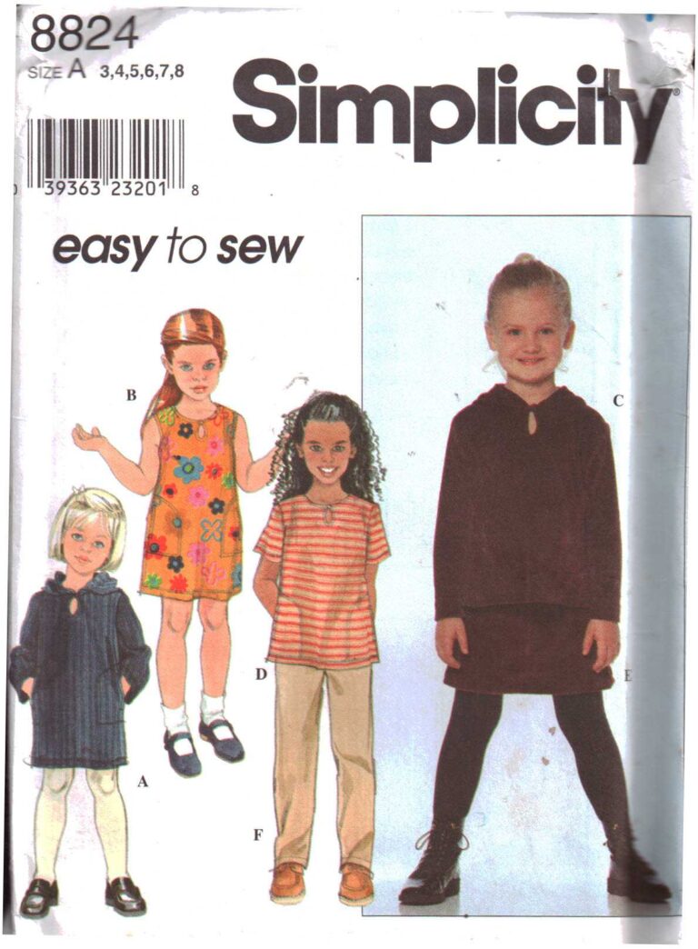 Simplicity 8824 Girl's Knit Dress, Top, Skirt, Pants Size: A 3-4-5-6-7 ...