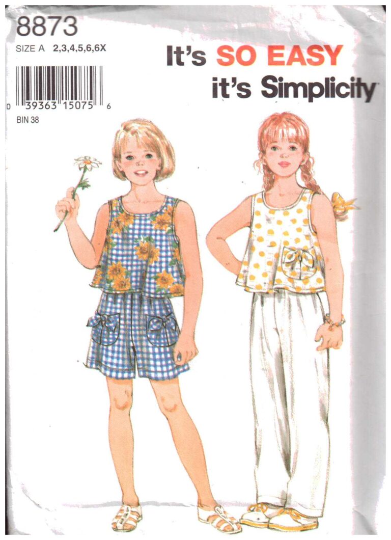 Simplicity 8873 Girl's Pants, Shorts, Top Size: A 2-3-4-5-6-6X Uncut ...