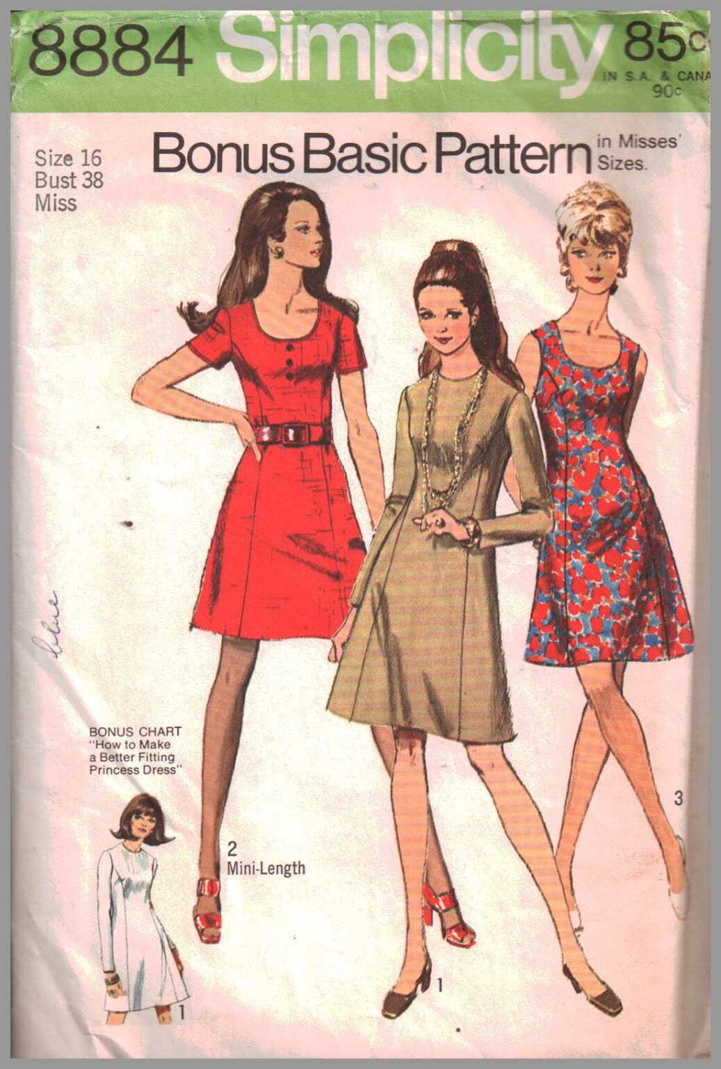 Simplicity 8884 Dress with two necklines in two lengths Size: 18 Bust ...