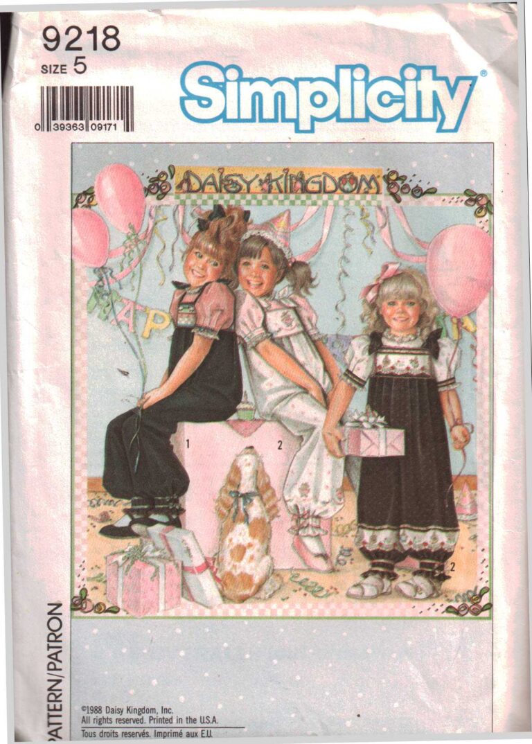 Simplicity 9218 Girls Balloon Overalls, Blouse Size: 5 Uncut Sewing Pattern