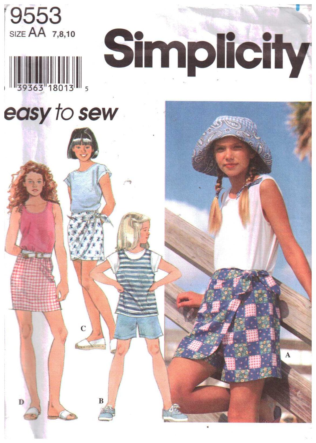 Simplicity 9553 Girls separates. Pull on Shorts, Skirt and Top Size: AA ...