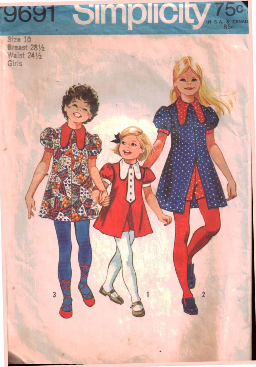 Simplicity 9691 Girl's Dress, Shorts Size: 10 Breast 28.5 Waist 24.5 ...