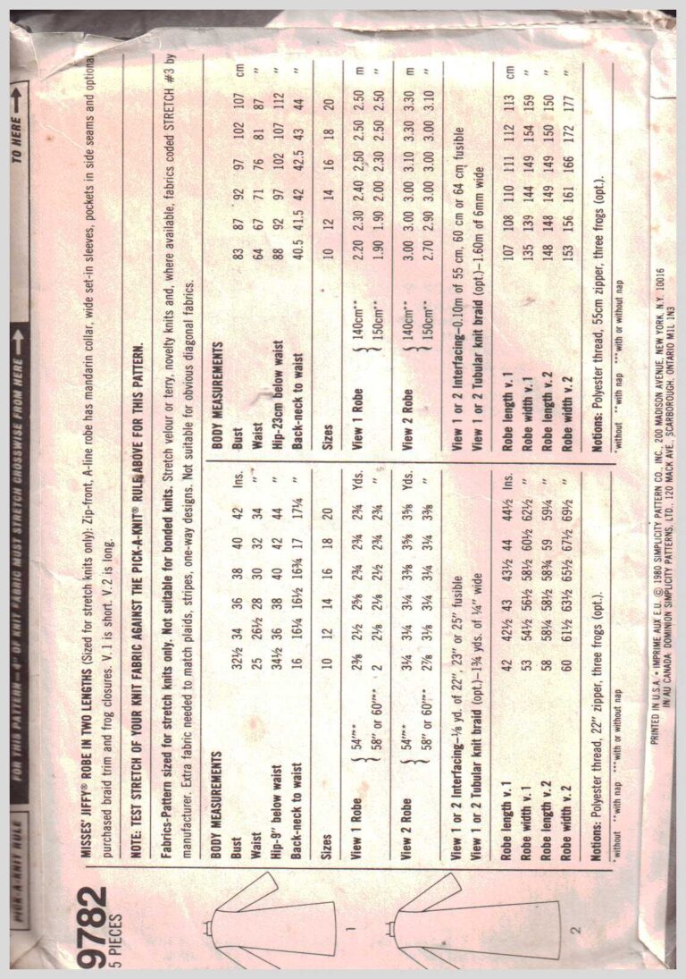 Simplicity 9782 Robe Size: 10 or 18-20 Uncut Sewing Pattern