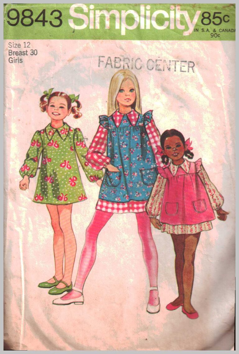 Simplicity 9843 Girl's Dress, Smock Size: 12 Breast 30 Used Sewing Pattern