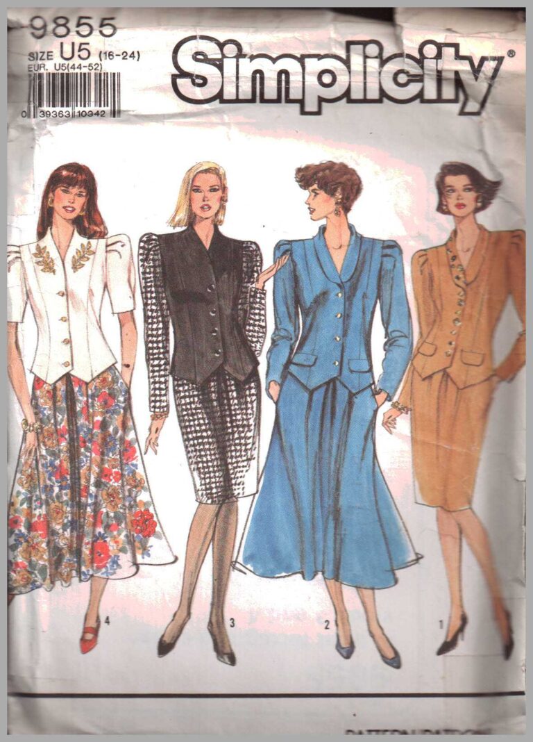 Simplicity 9855 Jacket, Top, Skirt Size: U5 16-24 Used Sewing Pattern