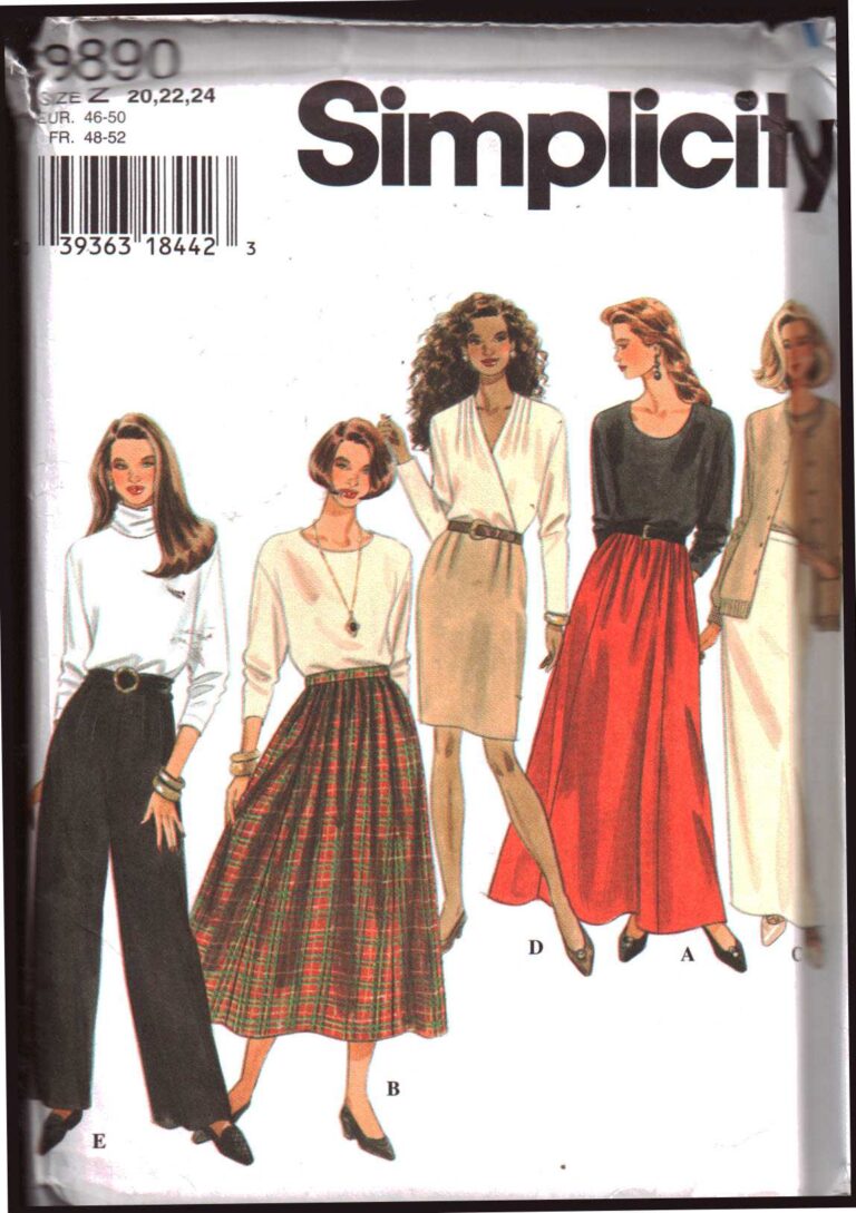 Simplicity 9890 Skirts, Pants Size: Z 20-22-24 Uncut Sewing Pattern