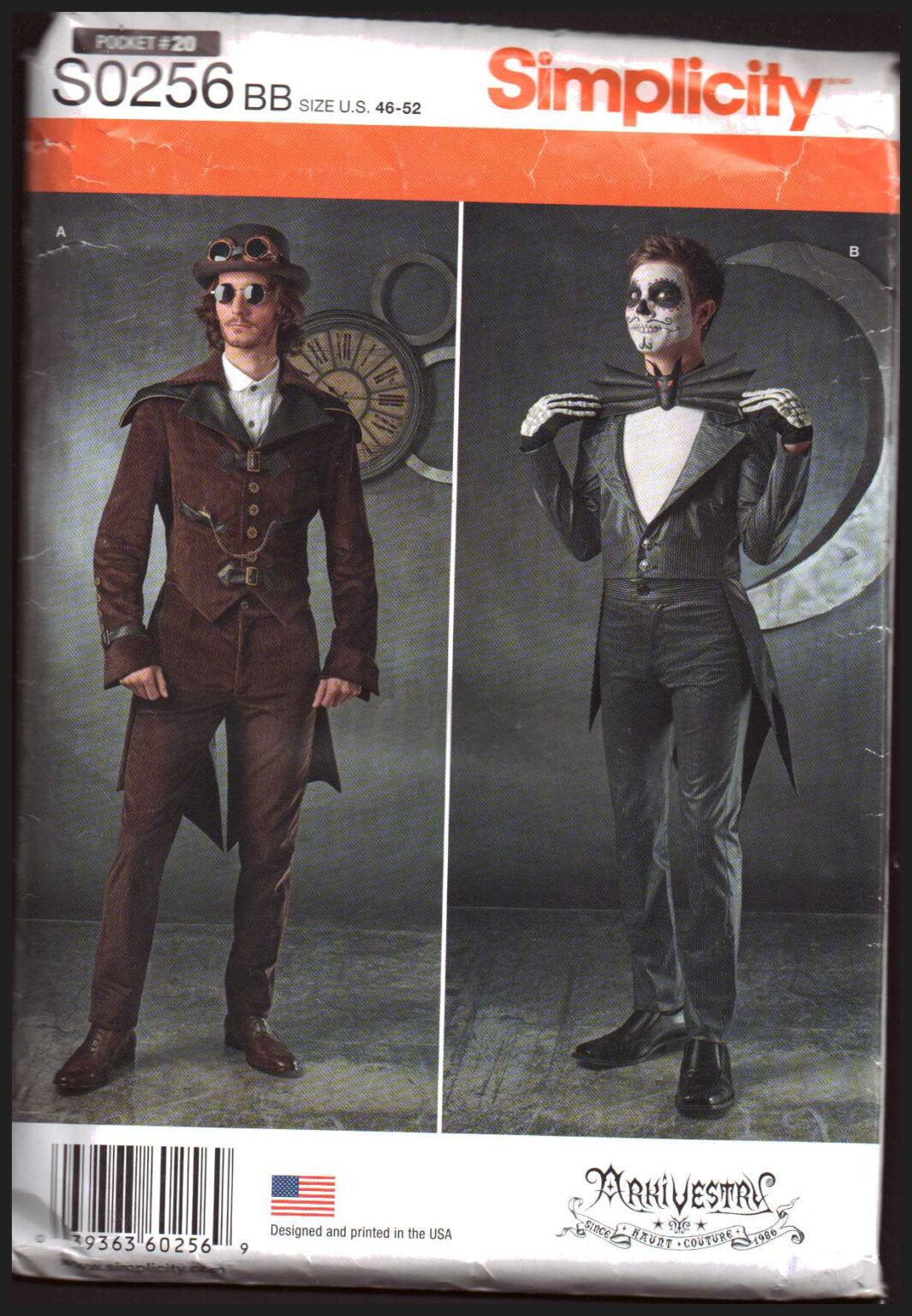 Simplicity S0256 Men's Costume - Day of the Dead, Steanpunck Size: 46 ...