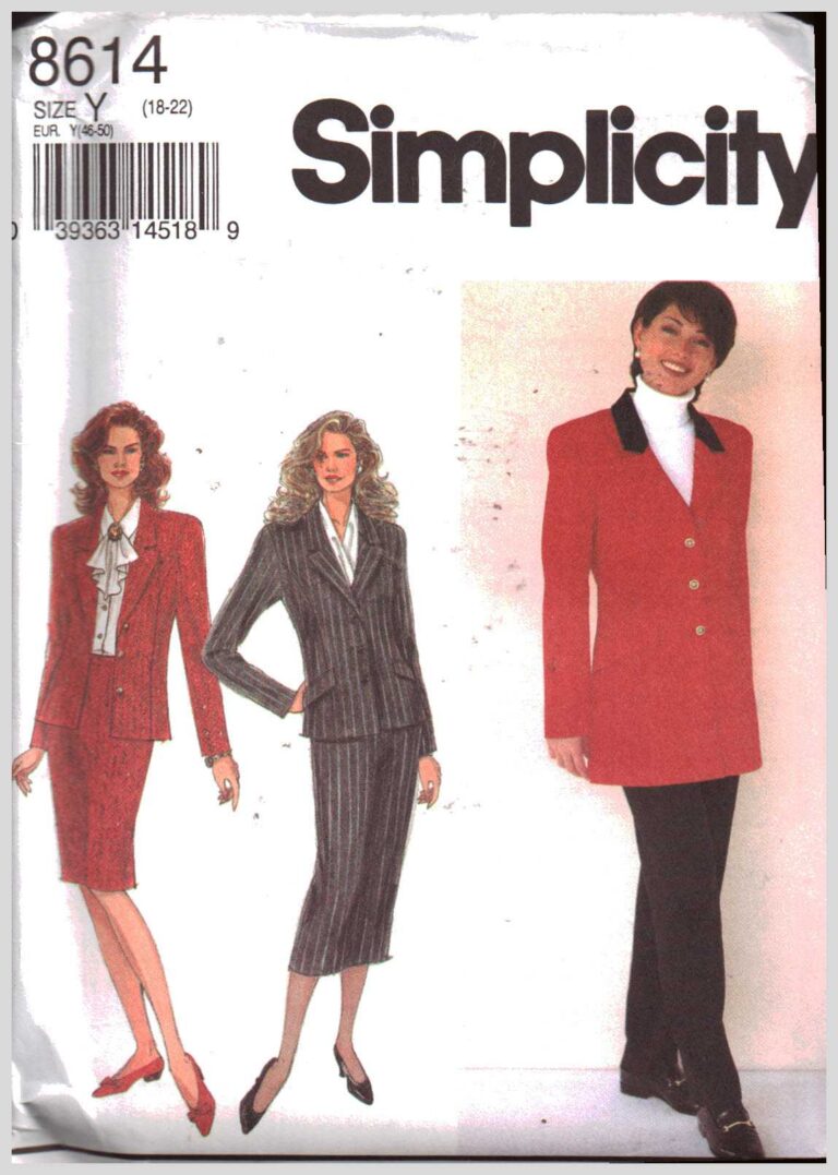 Simplicity 8614 Skirt, Lined Jacket each in two lengths, Pants Size: Y 18-22 Uncut Sewing Pattern