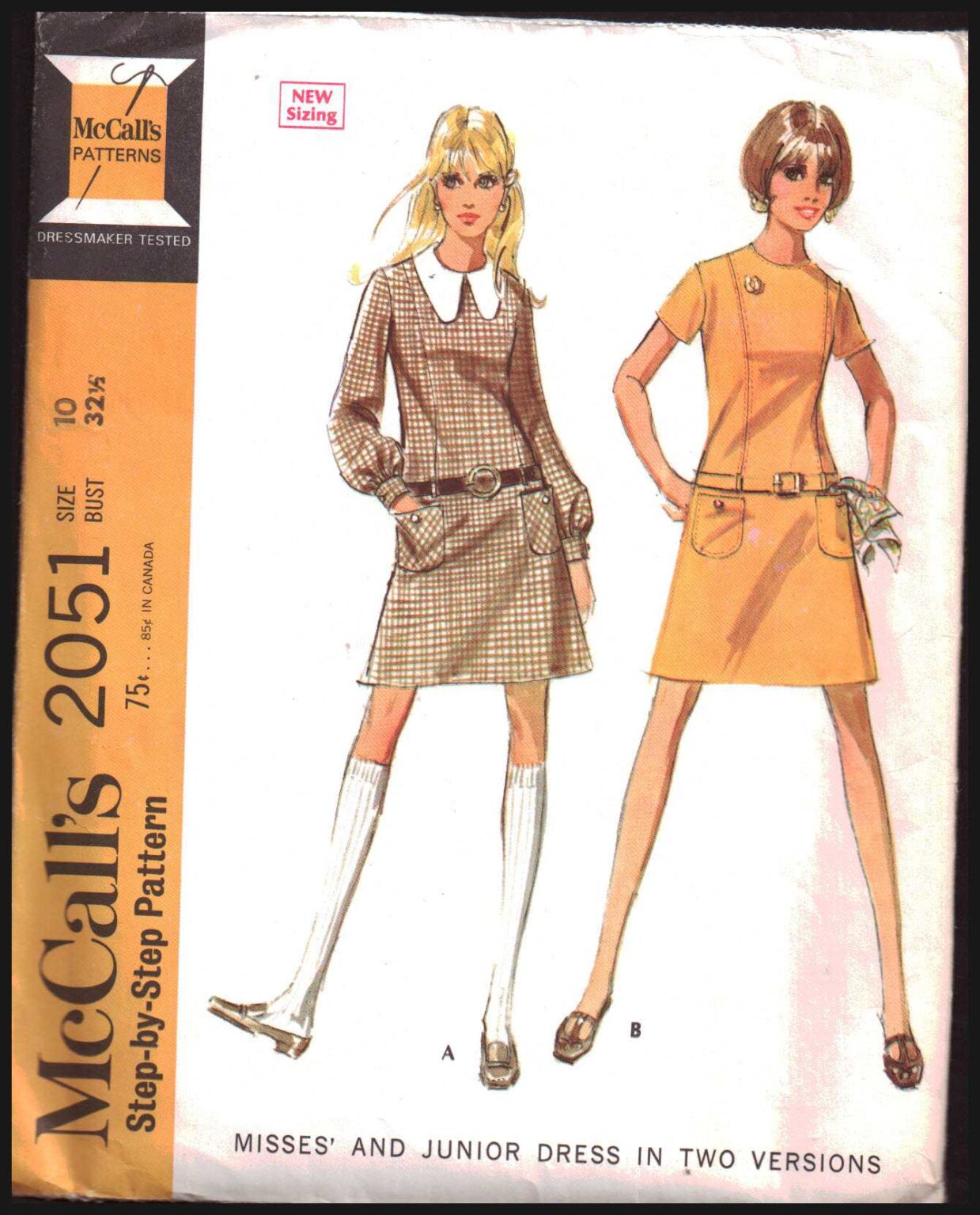 McCall's 2051 Dress in Two Versions Size: 10 Bust 32.5 Used Sewing Pattern
