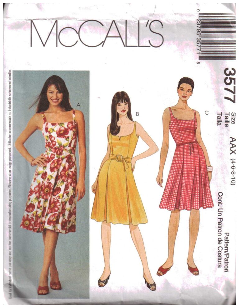 McCall's 3577 Dress Size: AAX 4-6-8-10 Used Sewing Pattern